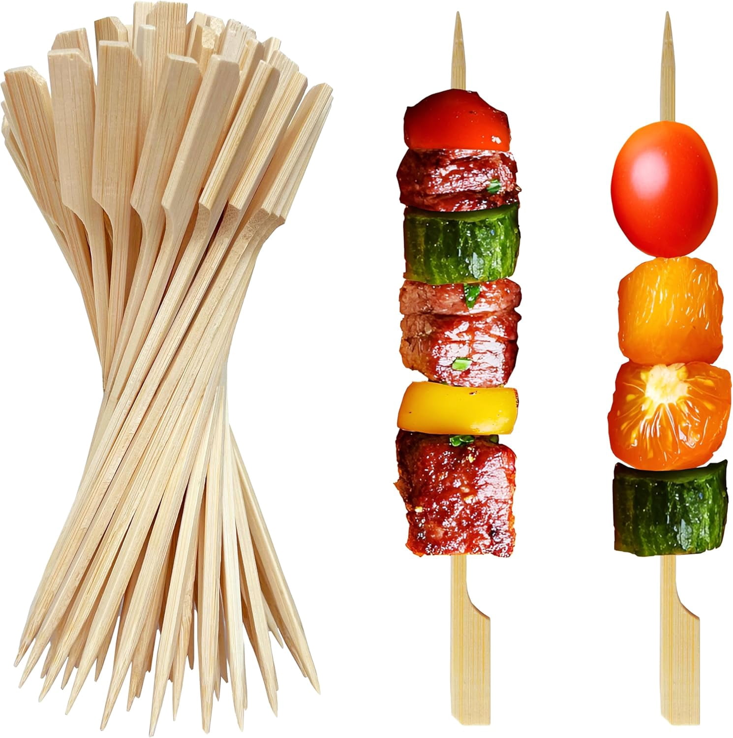6 Inch Bamboo Skewers 200 PCS Wooden Skewers Sticks for Fruit Kabobs ...