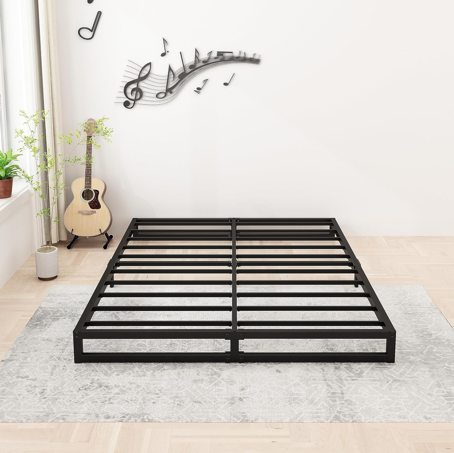 6 Inch Bed Frame Queen Size Heavy Duty Steel Slat Support Metal ...