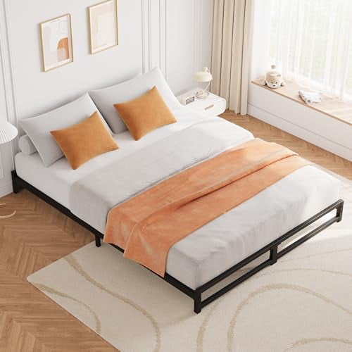 6 Inch Bed, Metal Platform Bed Frame with Steel Slats Support, Mattress ...