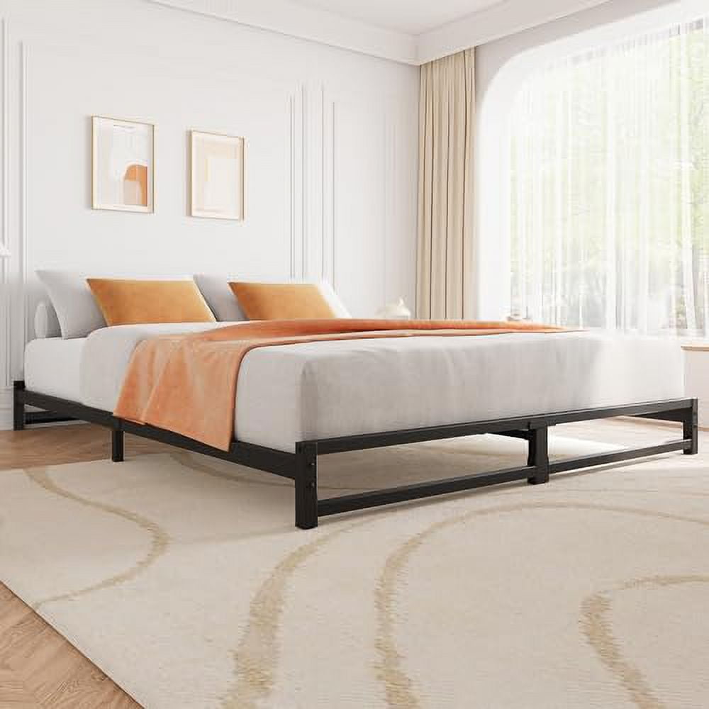 6 Inch Bed, Metal Platform Bed Frame with Steel Slats Support, Mattress ...