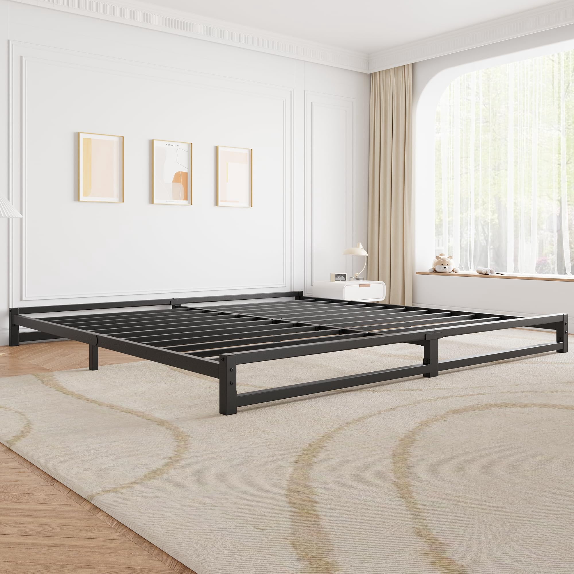 6 Inch Bed, Metal Platform Bed Frame with Steel Slats Support, Mattress ...