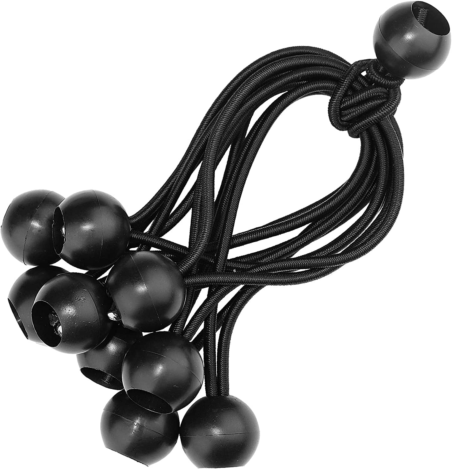 6 Inch Black Bungee Cords with Ball, Tarp Tie Down Cord, 10 Pcs ...