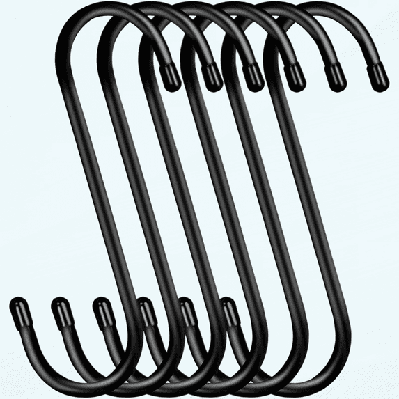 6 Inch Black Large S Hanging Hooks Heavy Duty Thicker S Shaped Hooks ...