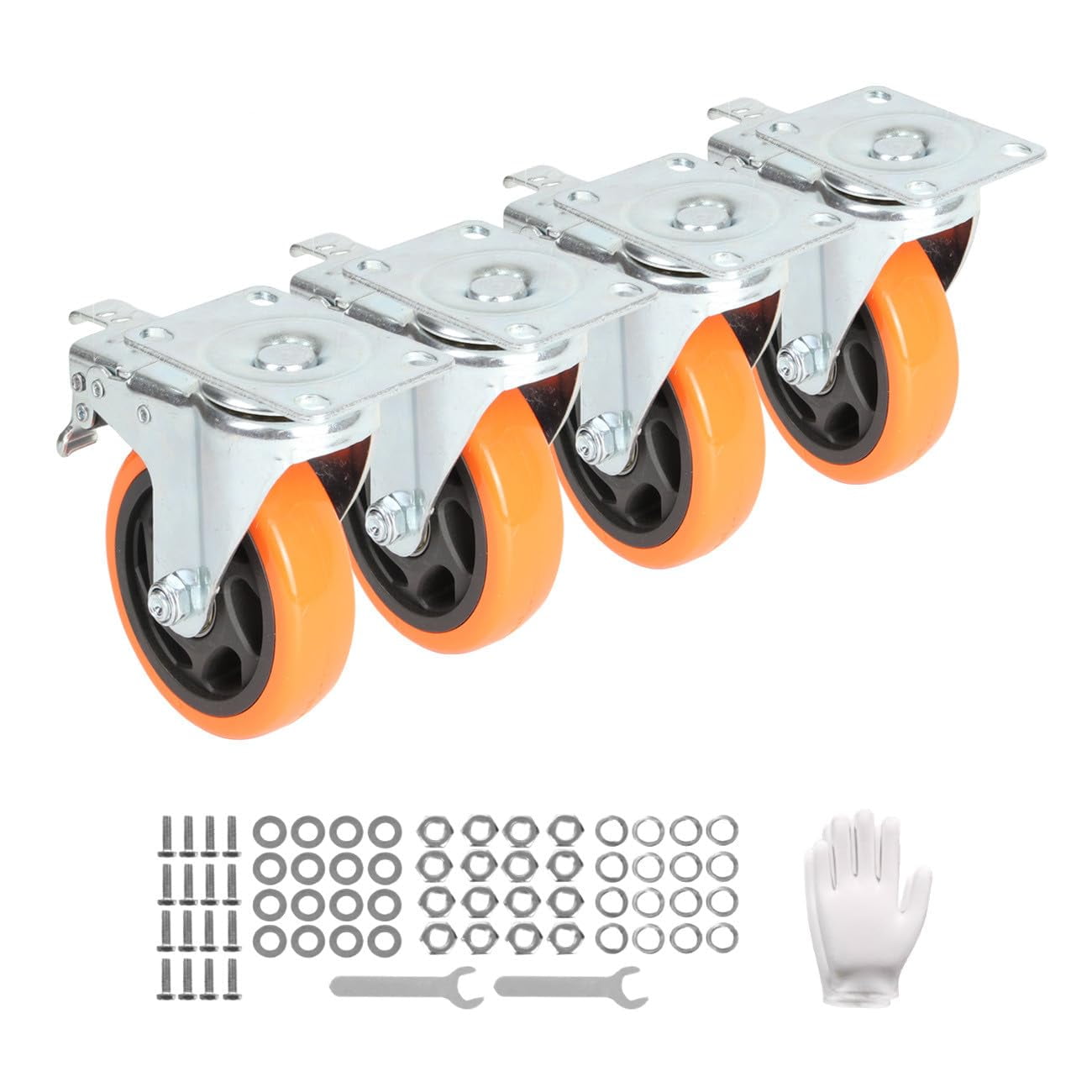 6 Inch Black Swivel Caster Wheels 3200Lbs, Heavy Duty Plate Casters Set ...