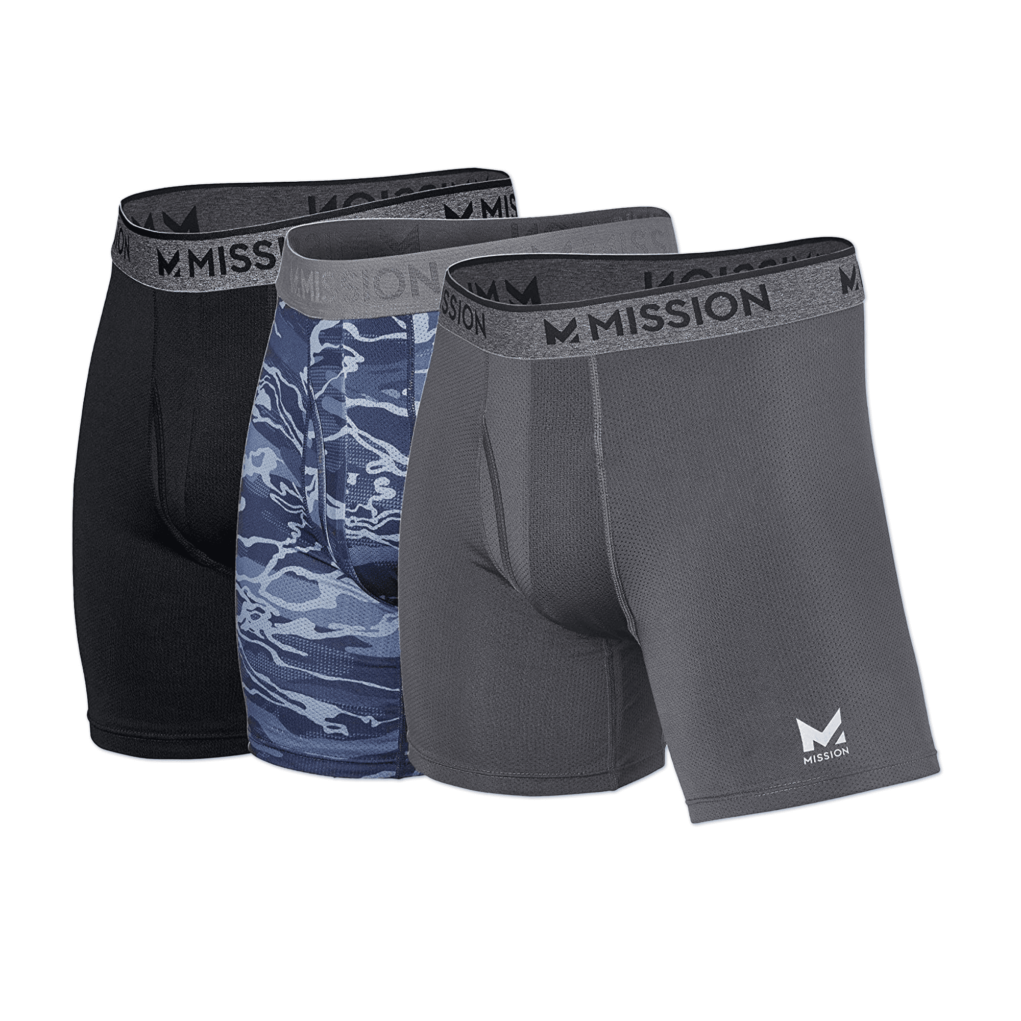 MISSION 6” Performance Mesh Boxer Briefs, XXL - Black, Matrix Camo ...