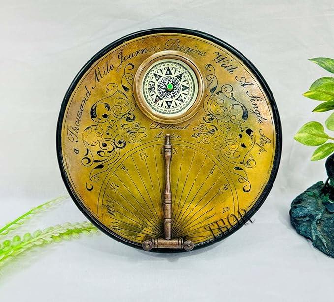 6 Inch Brass Sundial Compass Steampunk Accessory Handmade Brass Compass ...