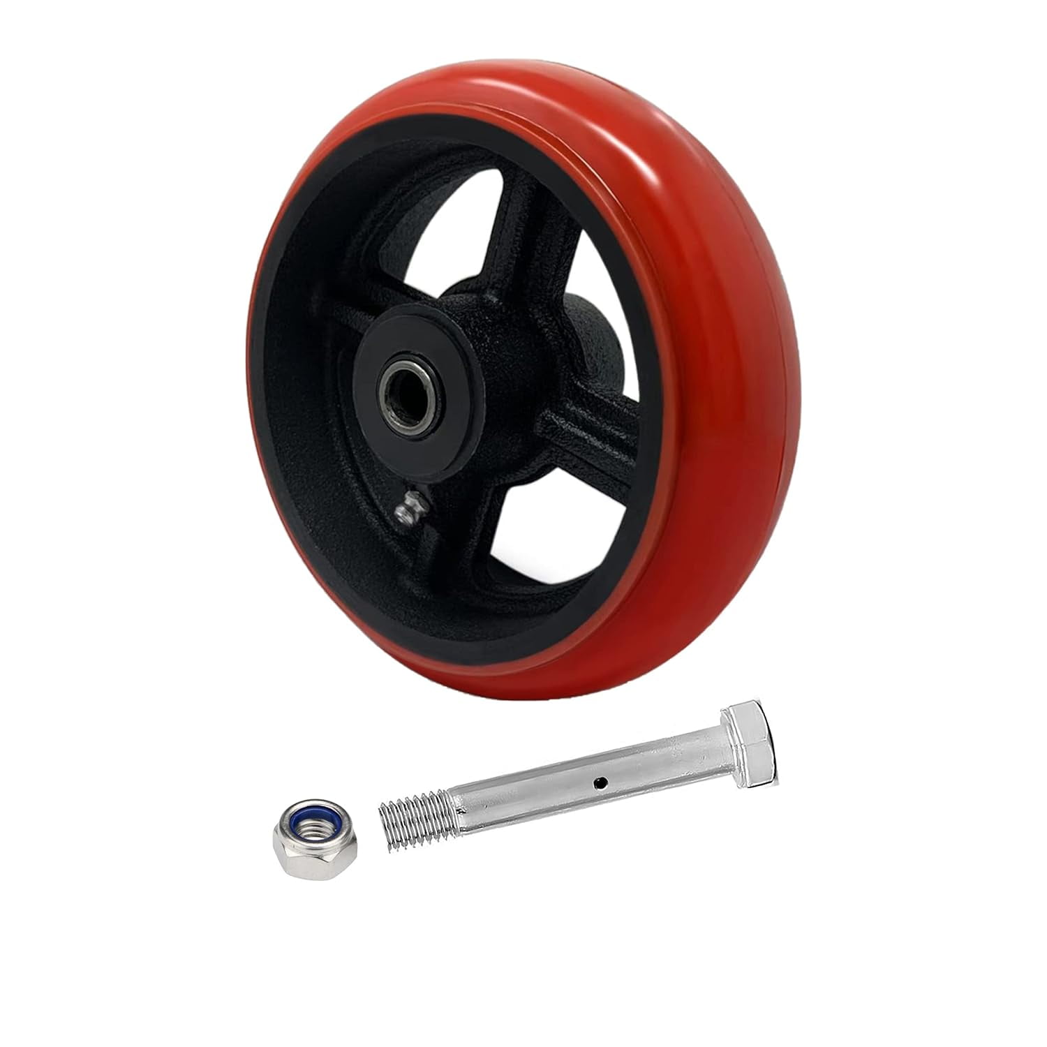 6 Inch Caster Wheel, Polyurethane Tread Cast Lron Wheels(Crown), Heavy ...