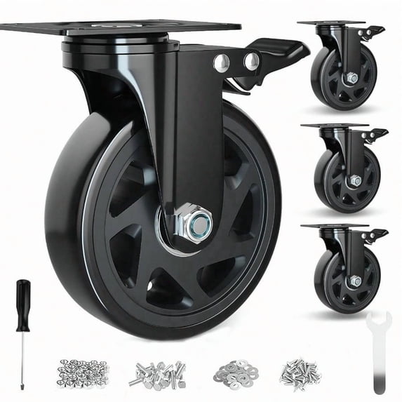 6 Inch Caster Wheels Heavy Duty Casters With Brake Casters Set Of 4 ...