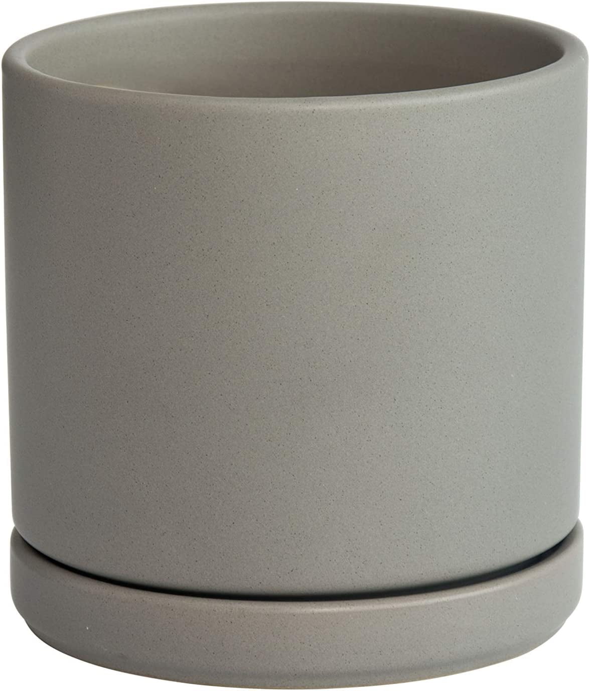 6 Inch Ceramic Planter Pot with Drainage Hole and Saucer, Indoor ...