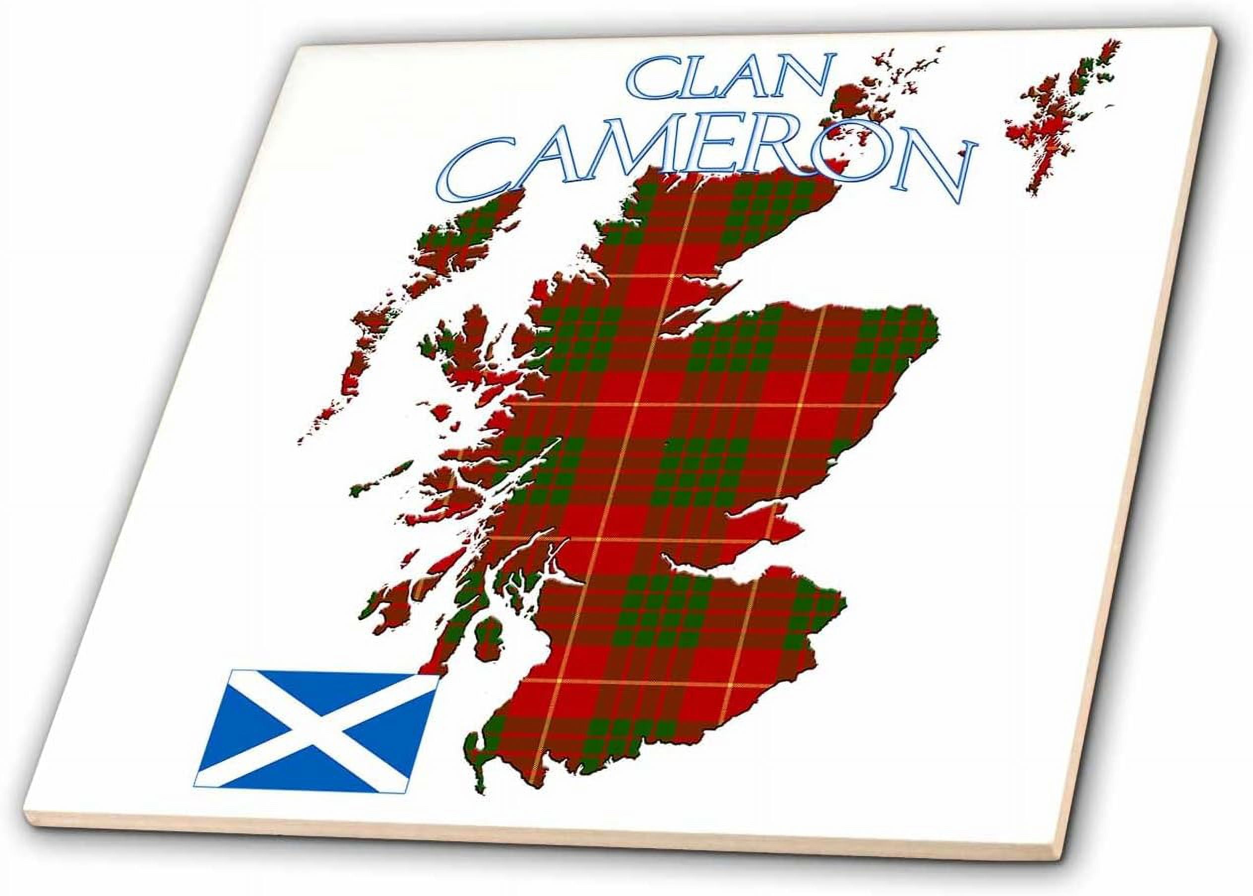 6 Inch Ceramic Tile - Outline of Scotland with The Cameron Clan Family Tartan. Creative Studios ...