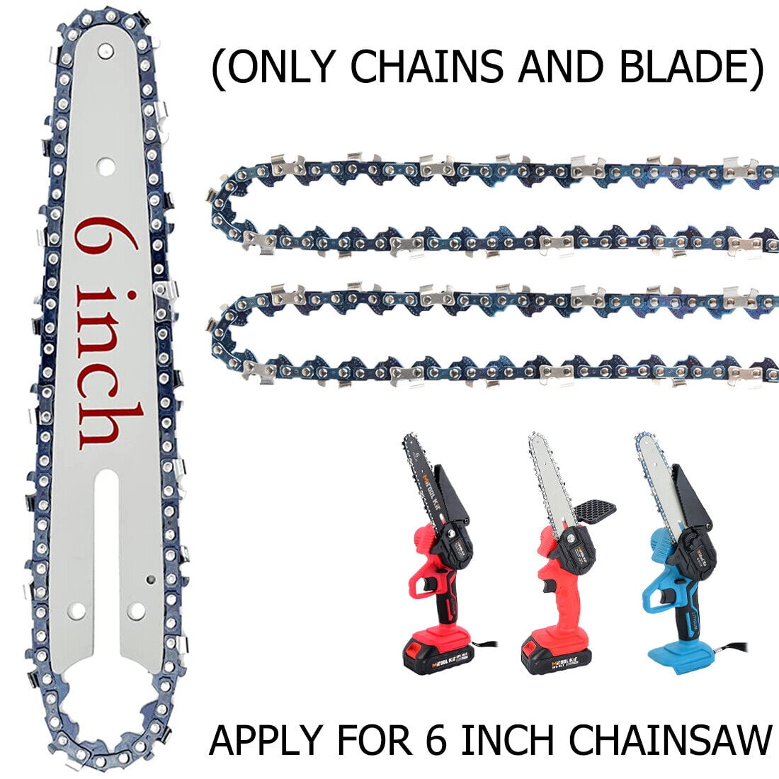 6-Inch Chainsaw Chain & Blade Set - Professional Mini Cordless Electric ...