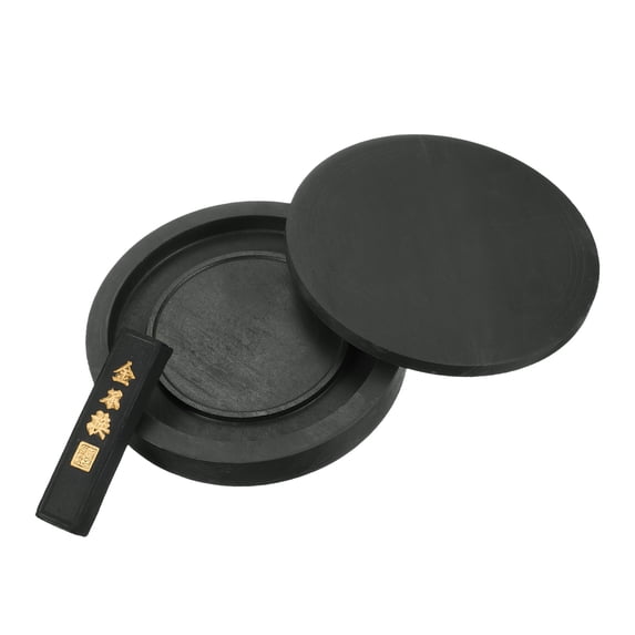 6 Inch Chinese Calligraphy Inkstone with Ink Stick, Round Ink Stone ...
