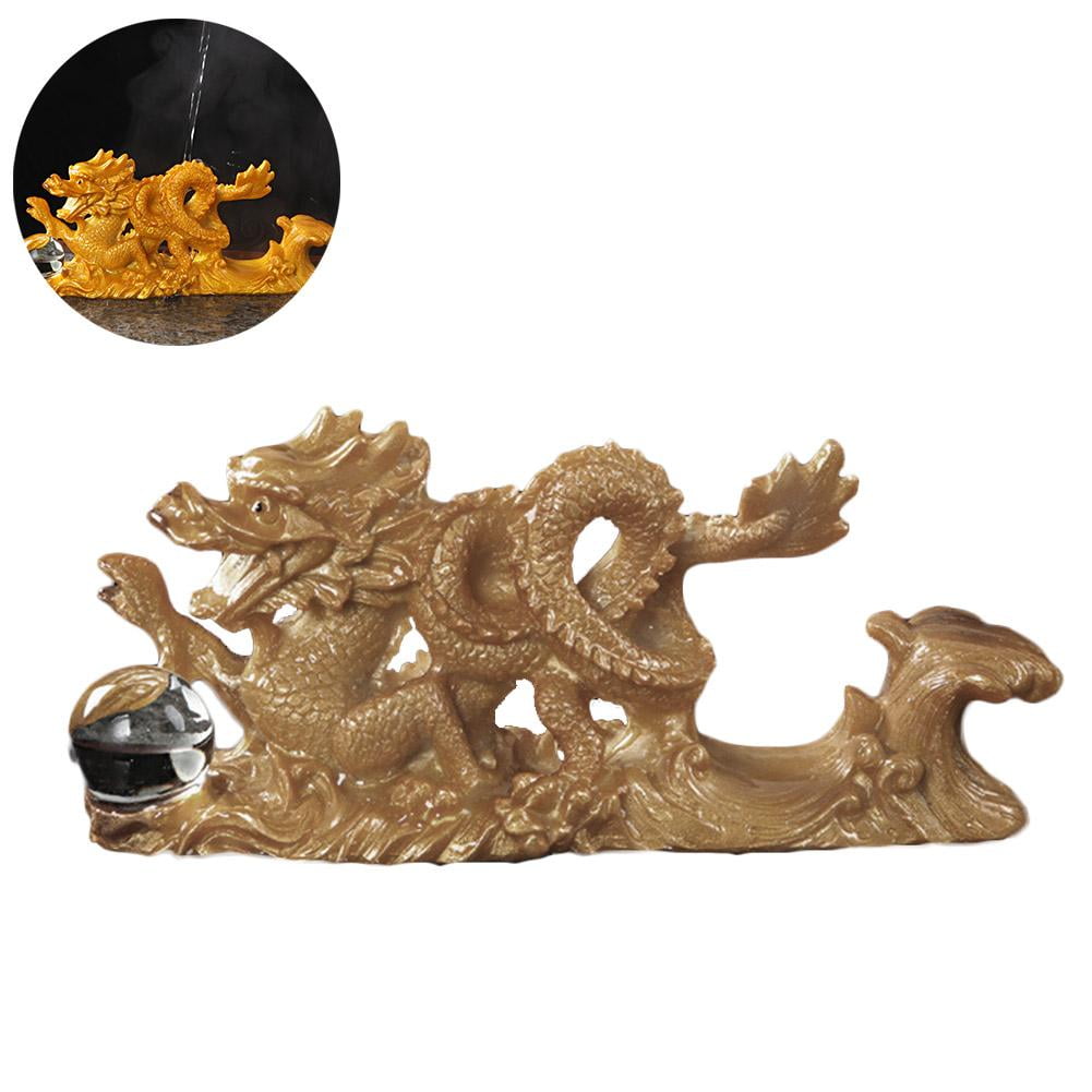 6 Inch Chinese Gold Feng Shui Dragon Statue, Resin Model, Bring Good ...
