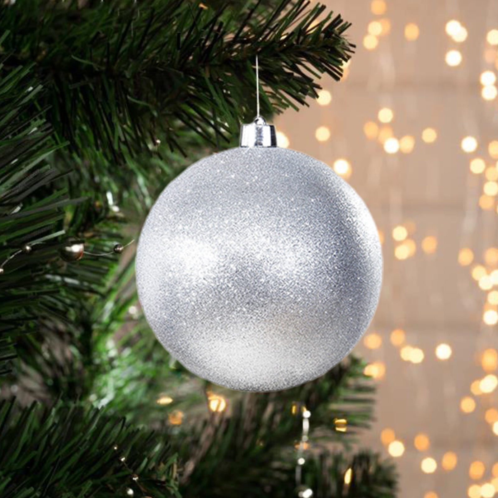 6 Inch Christmas Ornaments 12-Pack - Shatterproof Plastic Glitter Ball ...