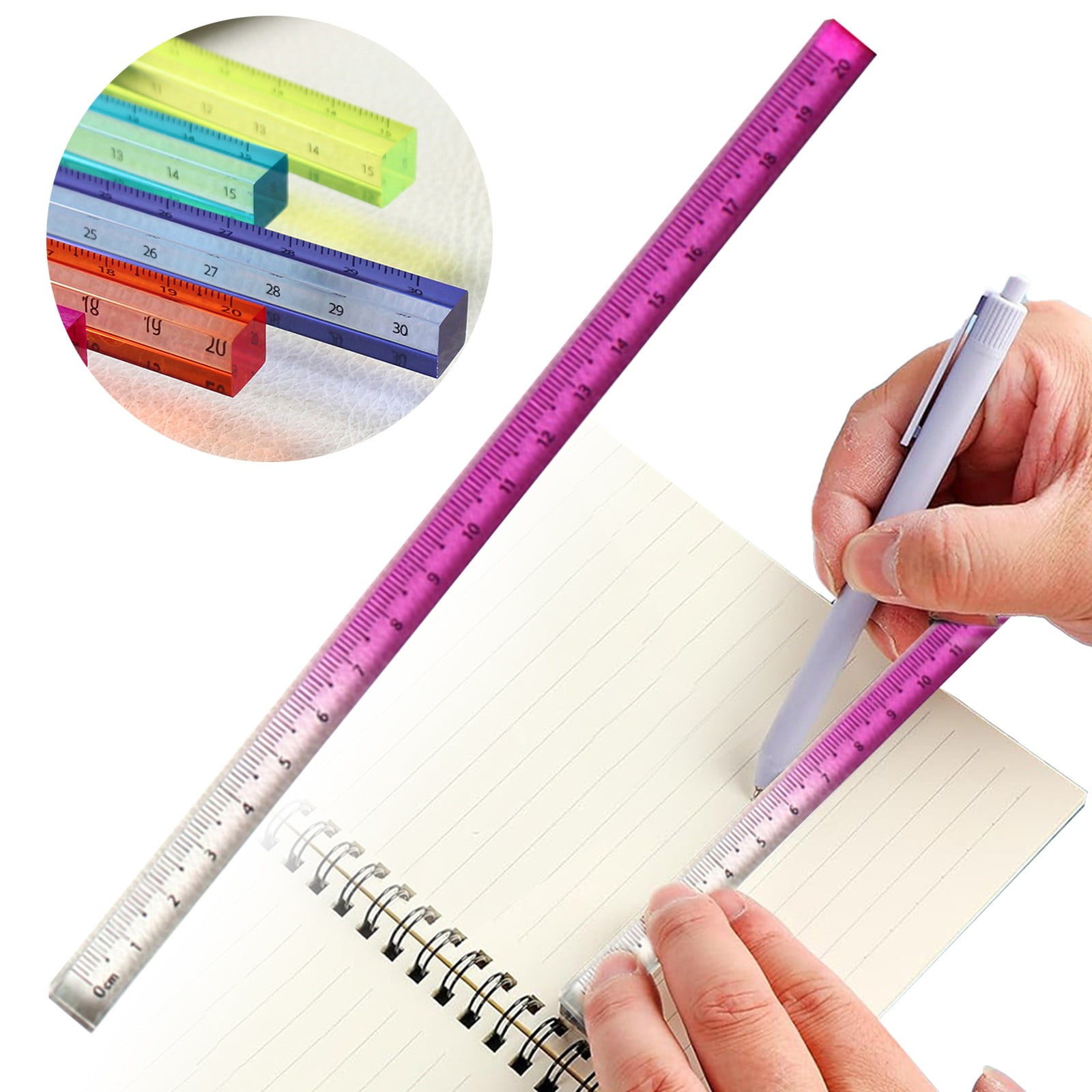 6 Inch Clear Acrylic Ruler Set - Colorful Gradient Straight Rulers ...