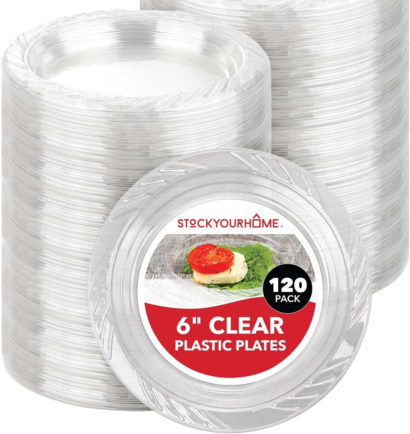 6-Inch Clear Plastic Dessert Plates (120 Pack) Flexible Disposable ...