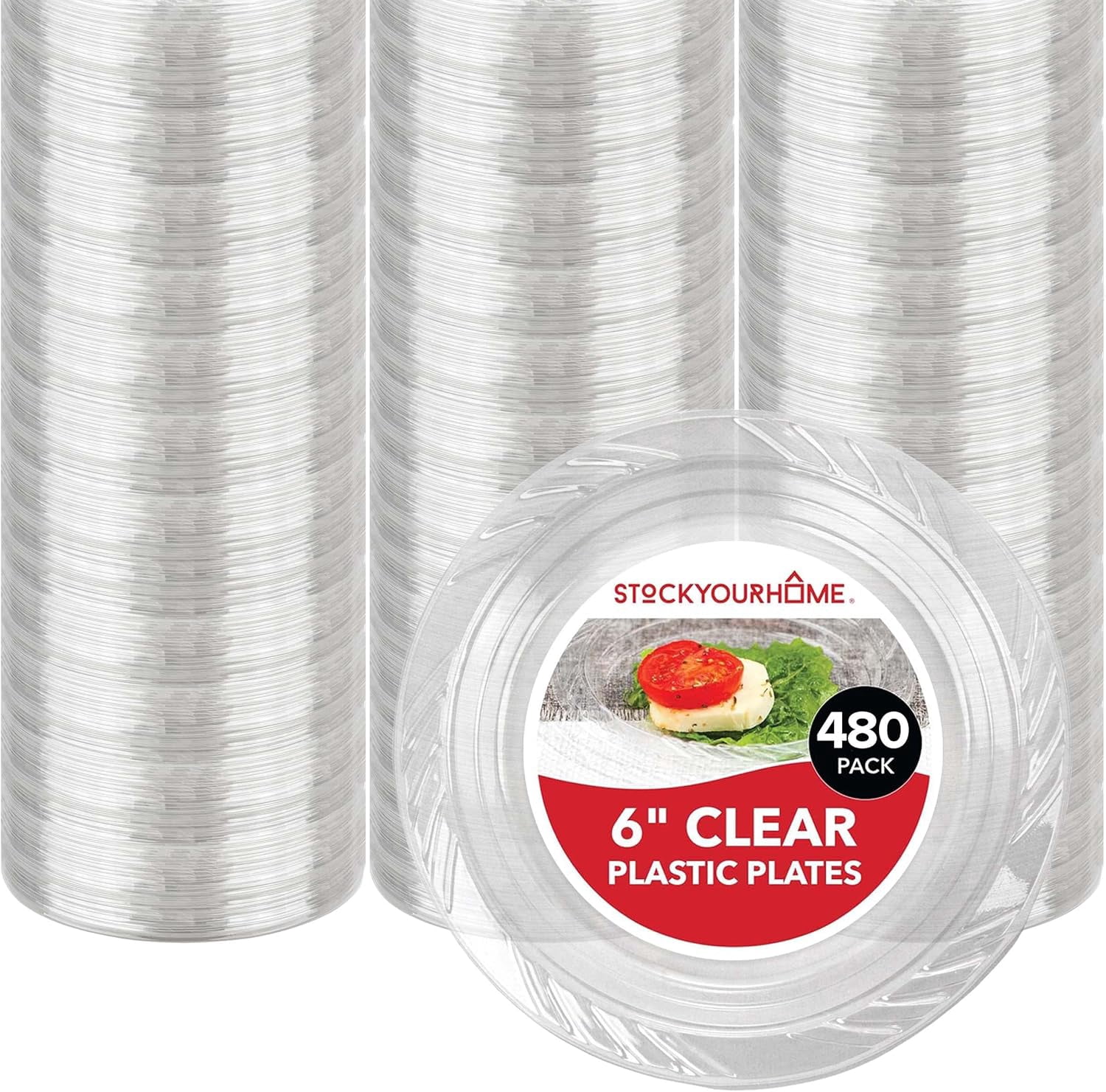 6-Inch Clear Plastic Dessert Plates (120 Pack) Flexible Disposable ...