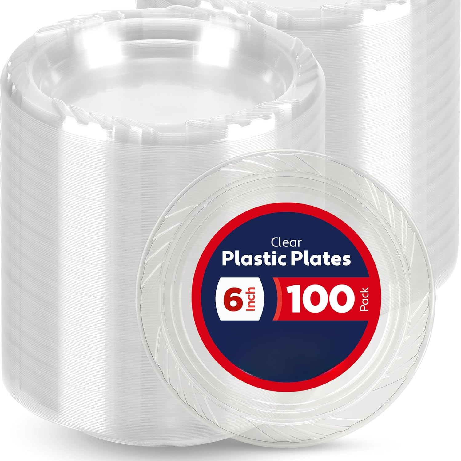 6 Inch Clear Plastic Plates 100 Bulk Pack - Disposable Cake Plates for ...