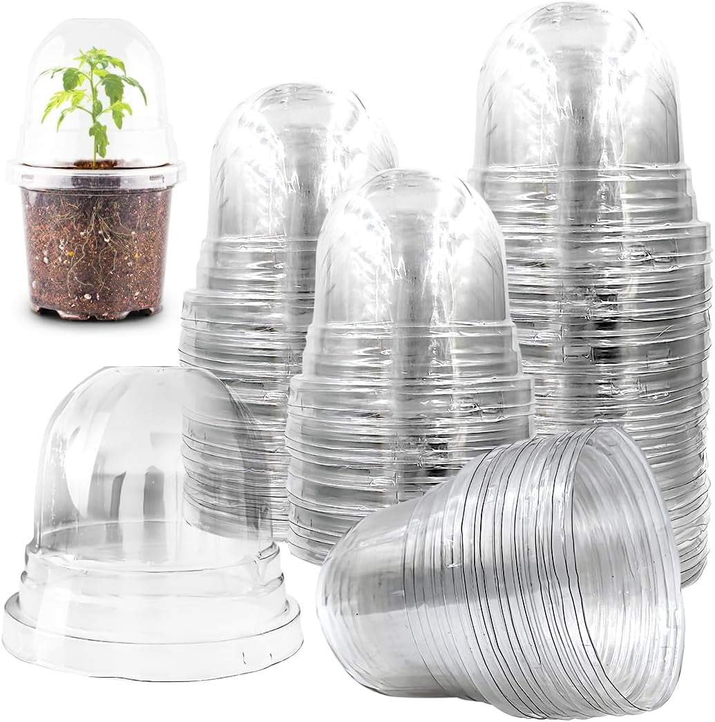 6 Inch Clear Seedling Pots with Humidity Dome, 15 Pack Durable Seedling ...