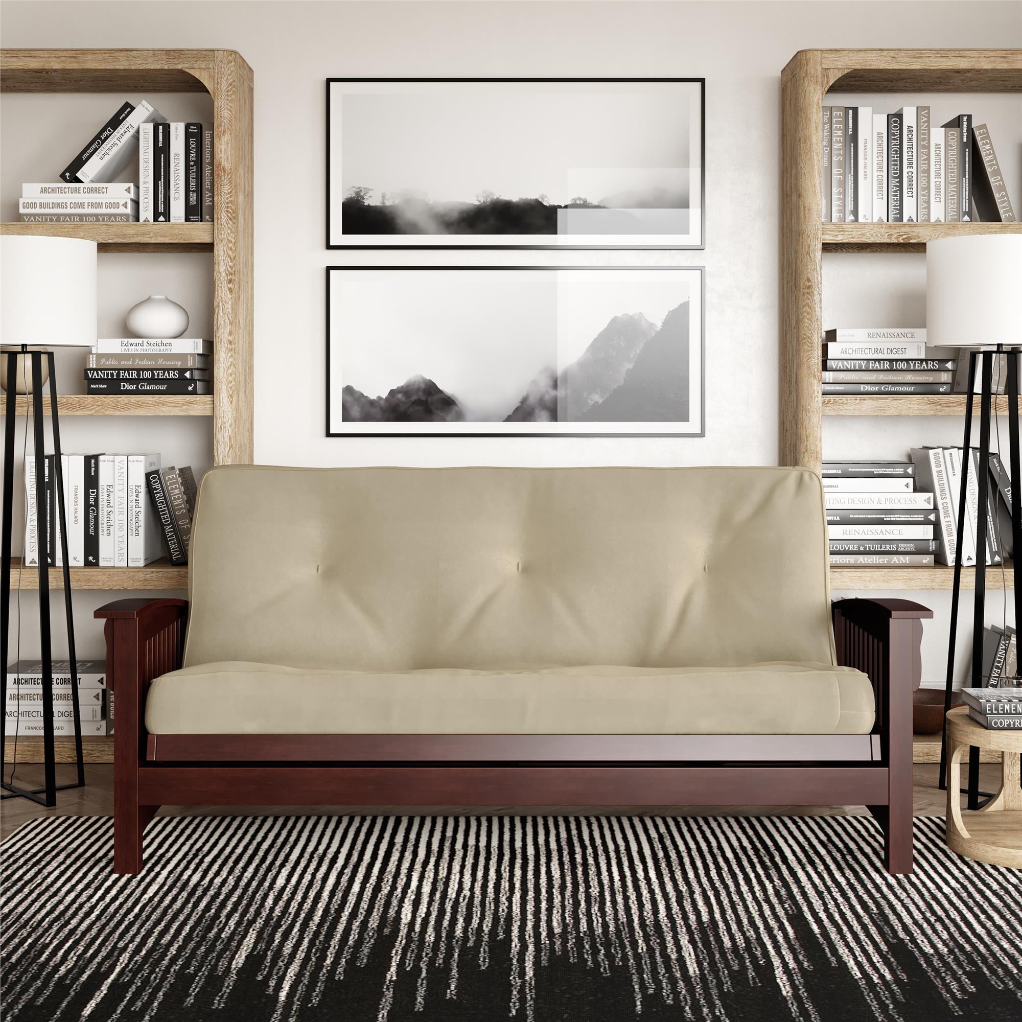 6 Inch Coil Futon Mattress, Futon Frame Not Included, Tan Microfiber ...