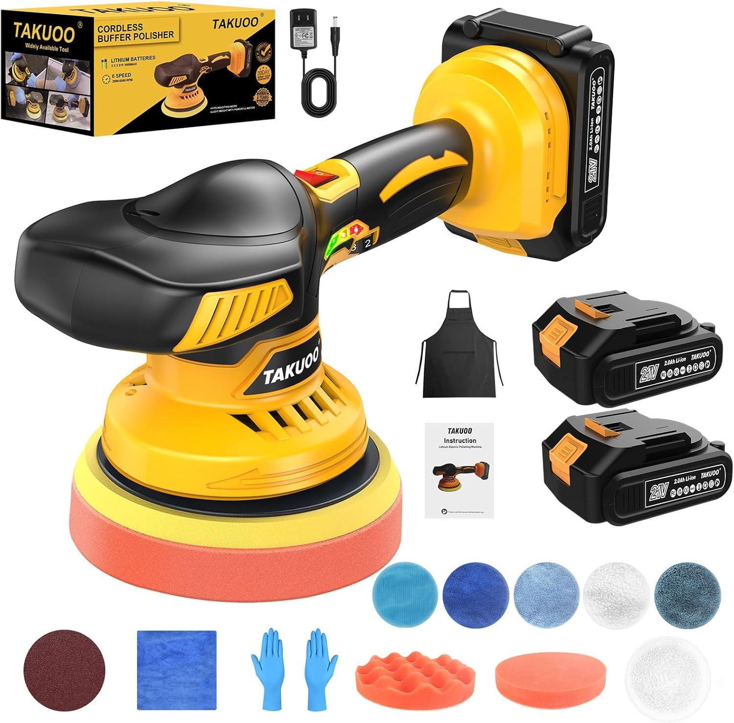 6 Inch Cordless Car Buffer Polisher, Portable Wireless Waxer Machine ...