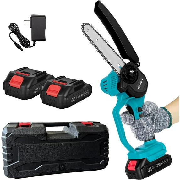 6-Inch Cordless Chainsaw with Auto-Oiler & Safety Lock | Handheld ...