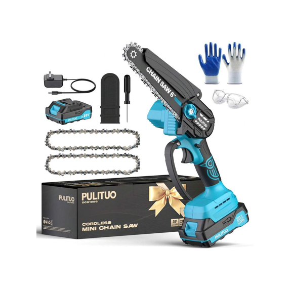 6-Inch Cordless Mini Chainsaw Set - Lightweight Powerful DIY Garden ...
