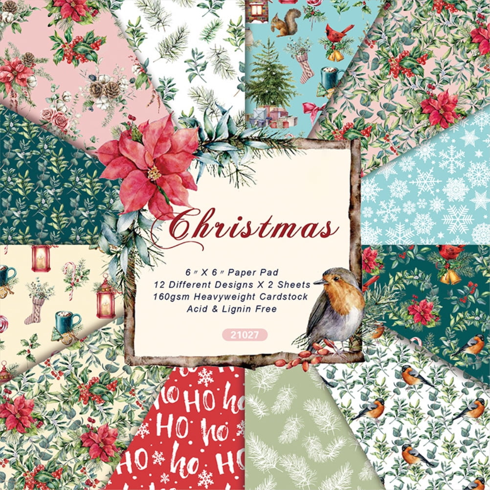 6 Inch DIY Album Scrapbook Decorative Paper Pad - 24 Sheets Single ...