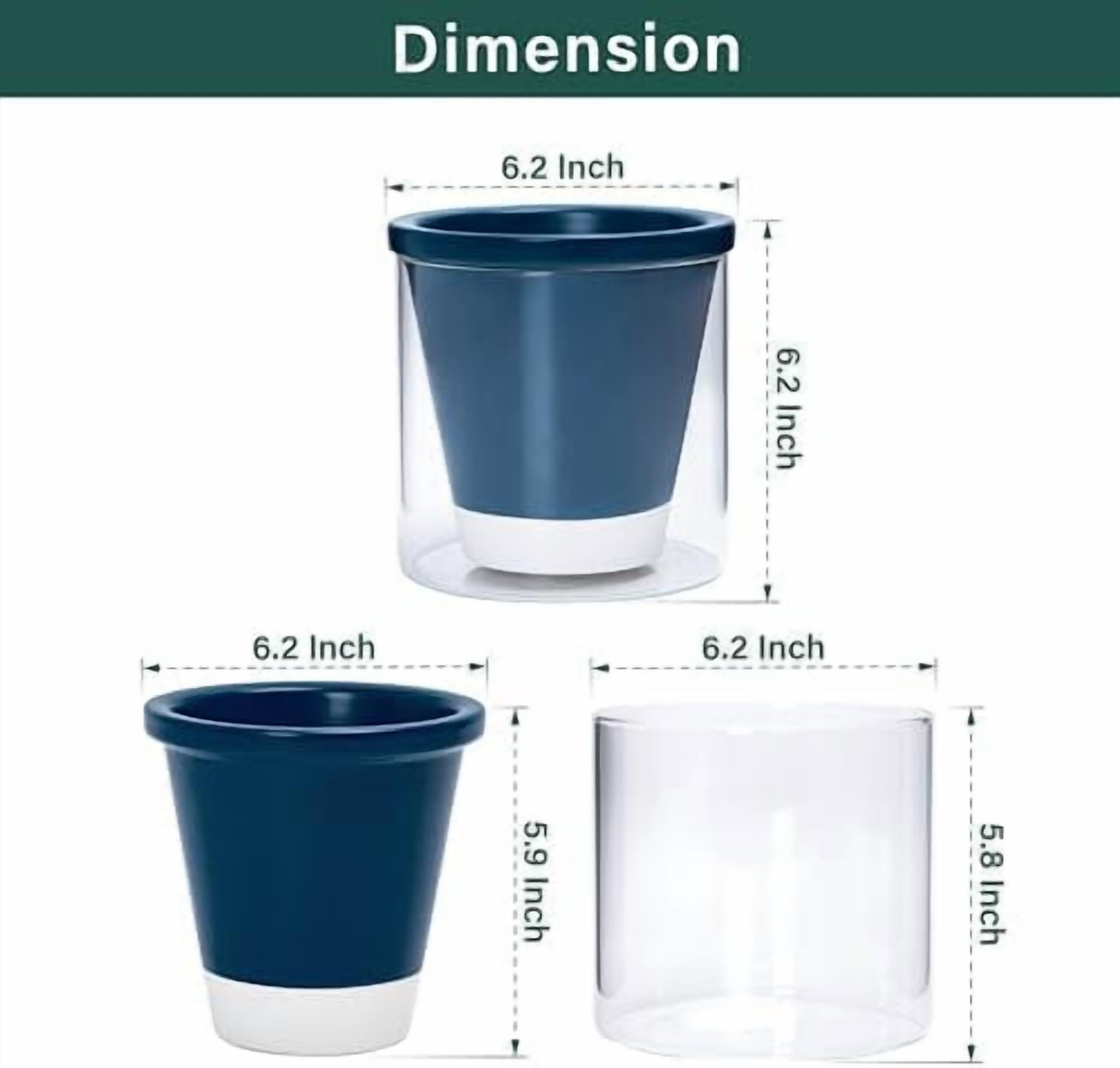 6 Inch Design Self Watering Planter for Indoor Plants, Blue Terracotta ...