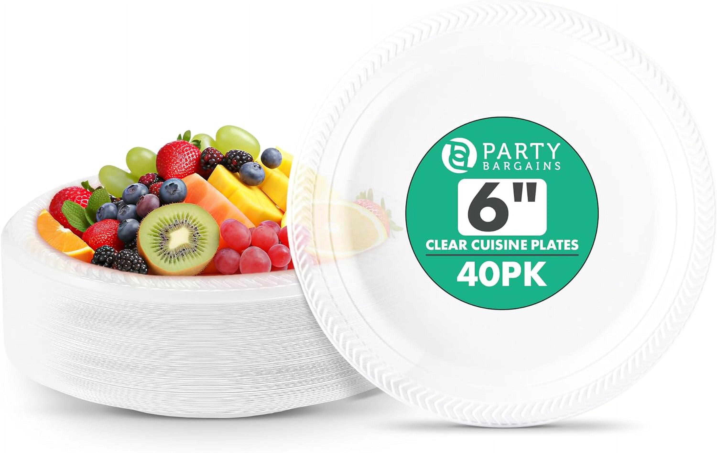 6 Inch Disposable Clear Plastic Plates (40 Pack) Microwave Safe ...