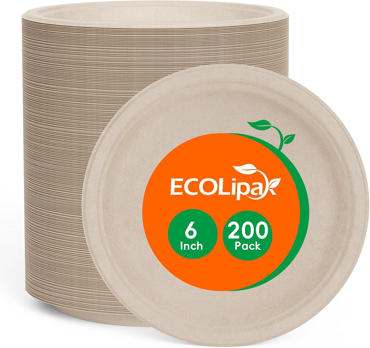 6 Inch Disposable Compostable Small Paper Plates, 200 Pack Recycled ...