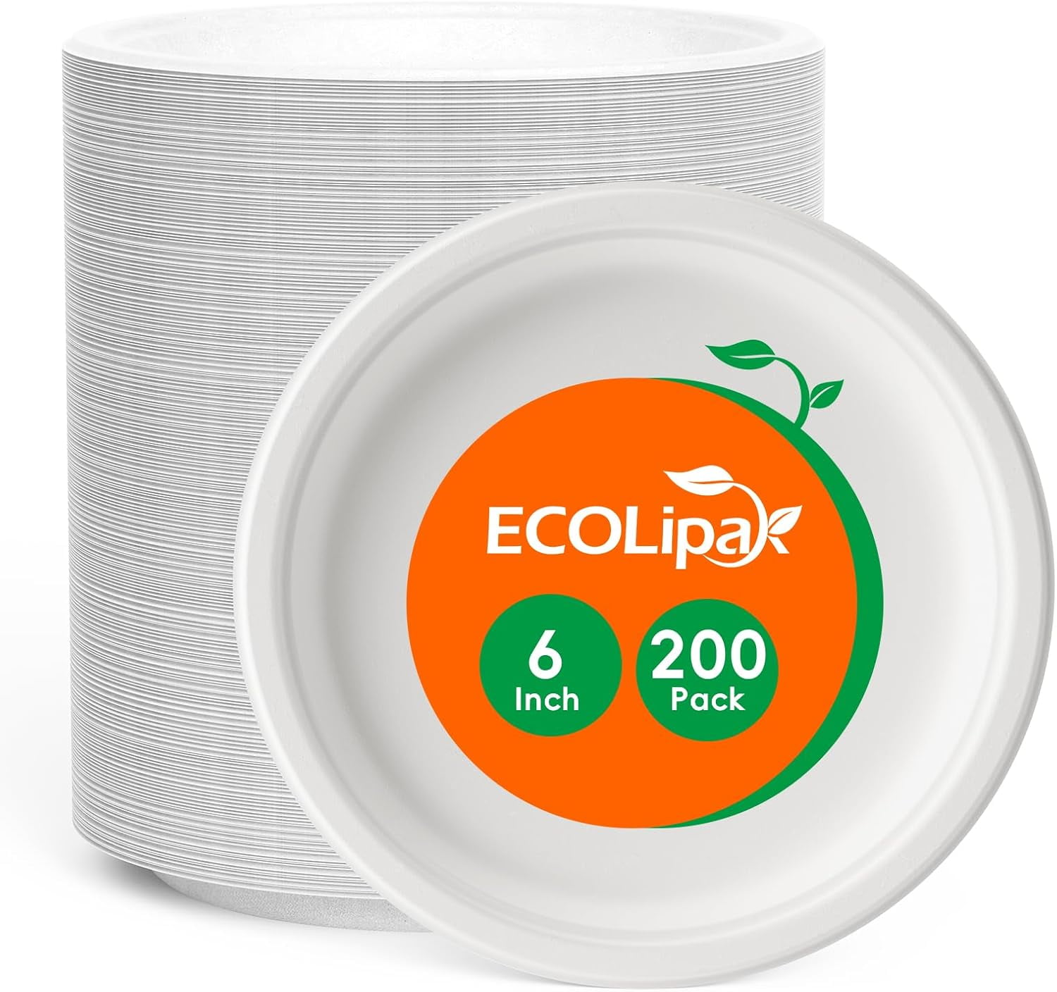 6 Inch Disposable Compostable Small Paper Plates, 200 Pack Recycled ...