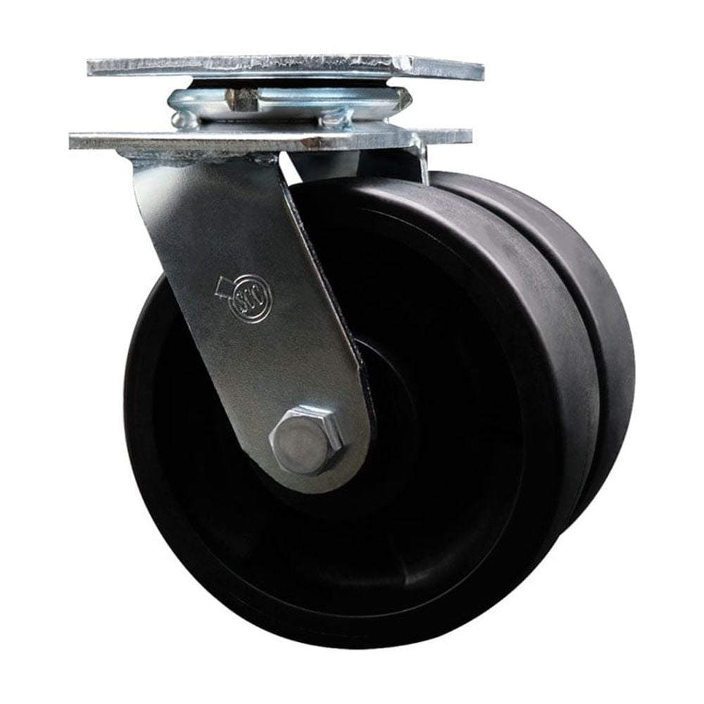 6 Inch Dual Glass Filled Nylon Wheels Swivel Caster with Roller Bearing ...