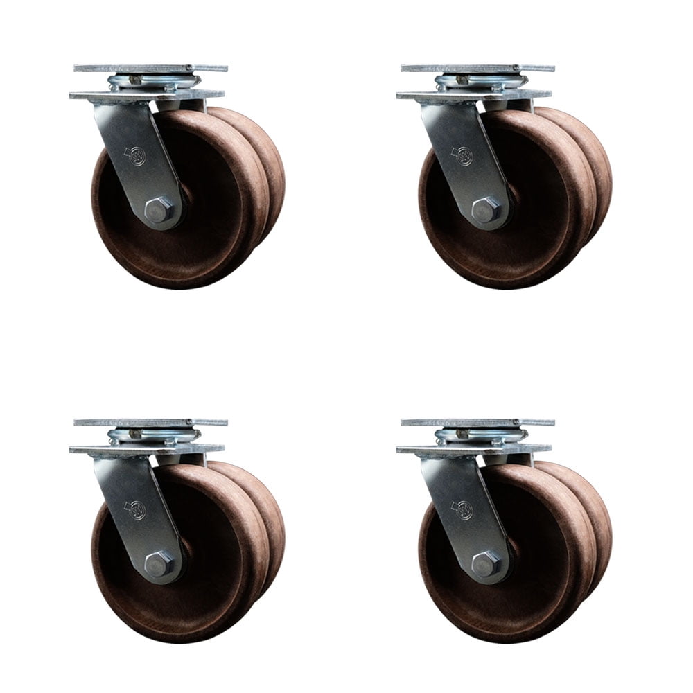 6 Inch Dual High Temp Glass Filled Nylon Wheels Swivel Casters Set SCC ...