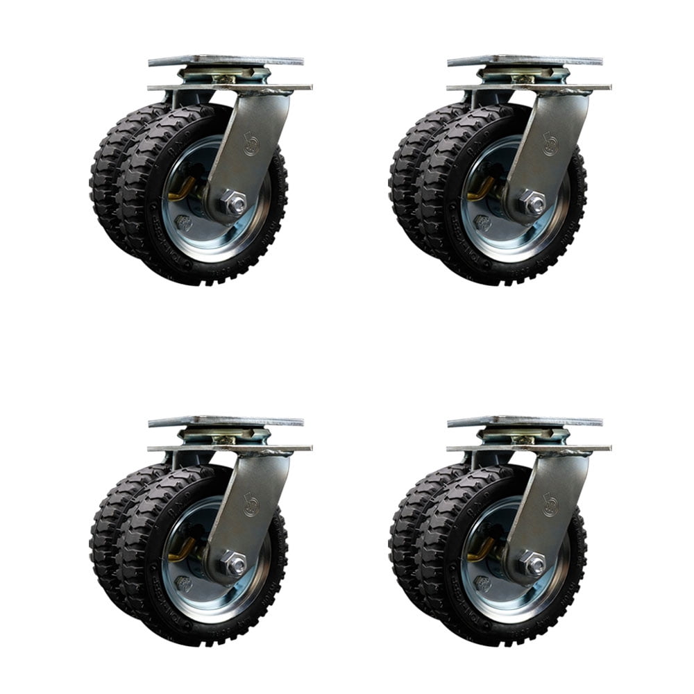6 Inch Dual Pneumatic Wheels Swivel Caster Set with Ball Bearings SCC ...