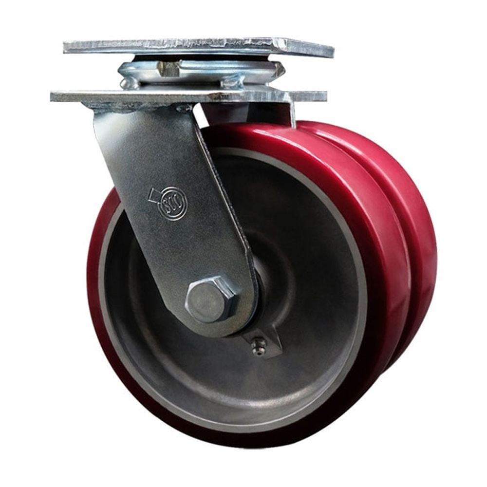 6 Inch Dual Poly on Aluminum Wheels Swivel Caster with Roller Bearing ...
