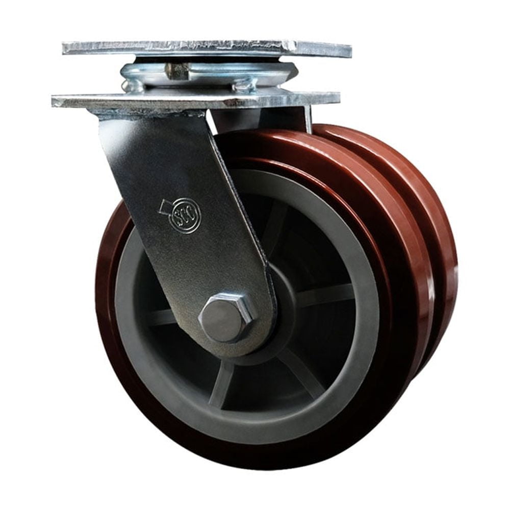 6 Inch Dual Polyurethane Wheels Swivel Caster with Ball Bearing Service ...