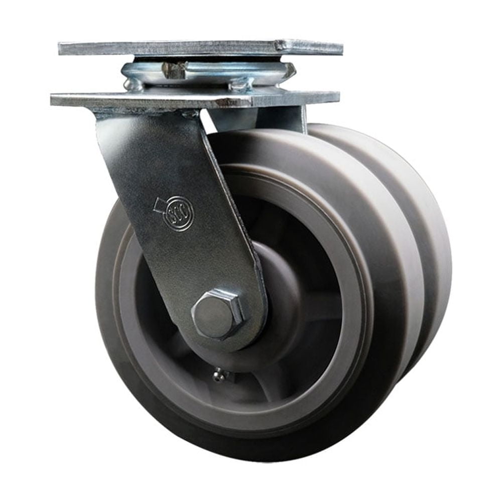 6 Inch Dual Thermoplastic Rubber Wheels Swivel Caster with Roller ...