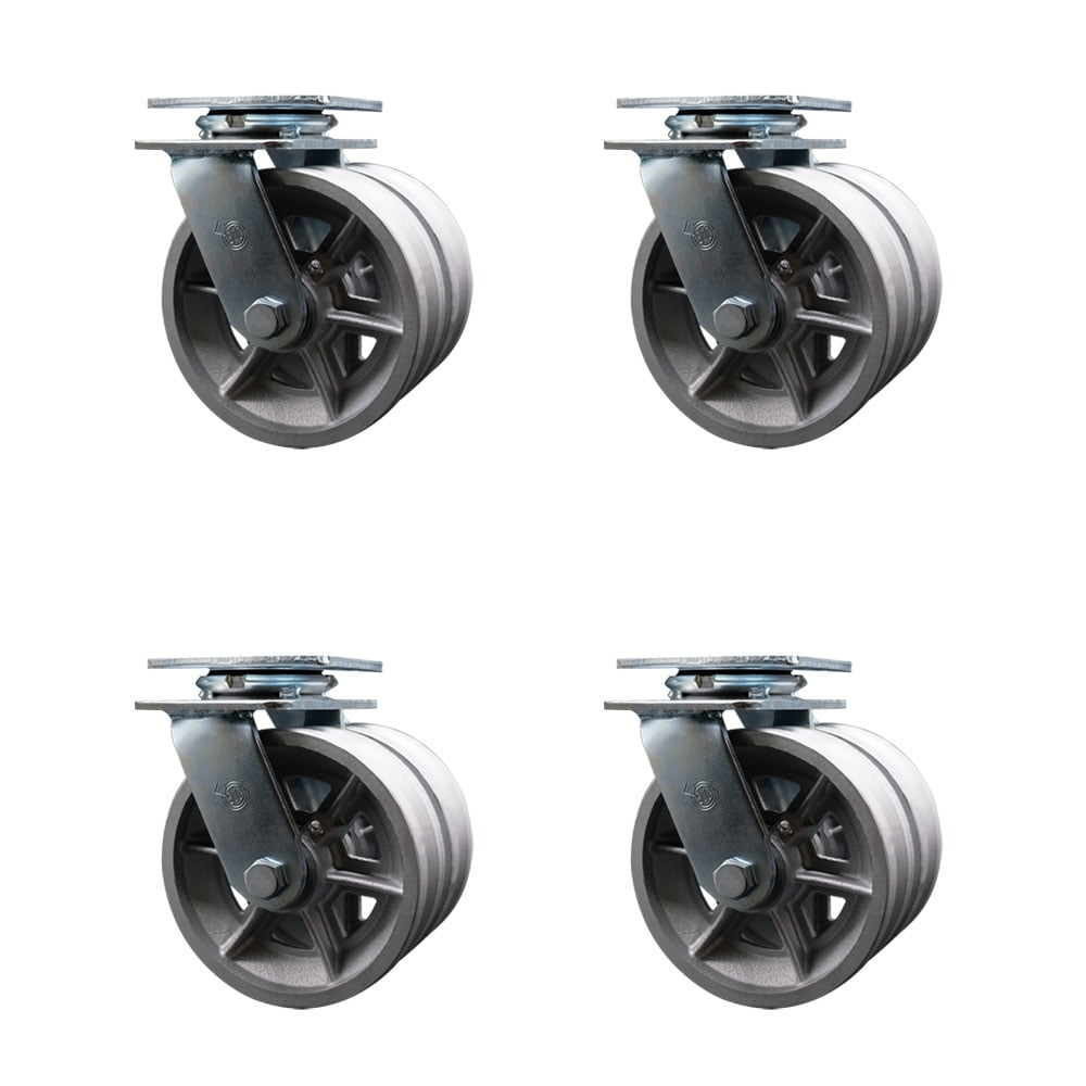 6 Inch Dual V Groove Semi Steel Wheels Swivel Caster Set with Roller ...