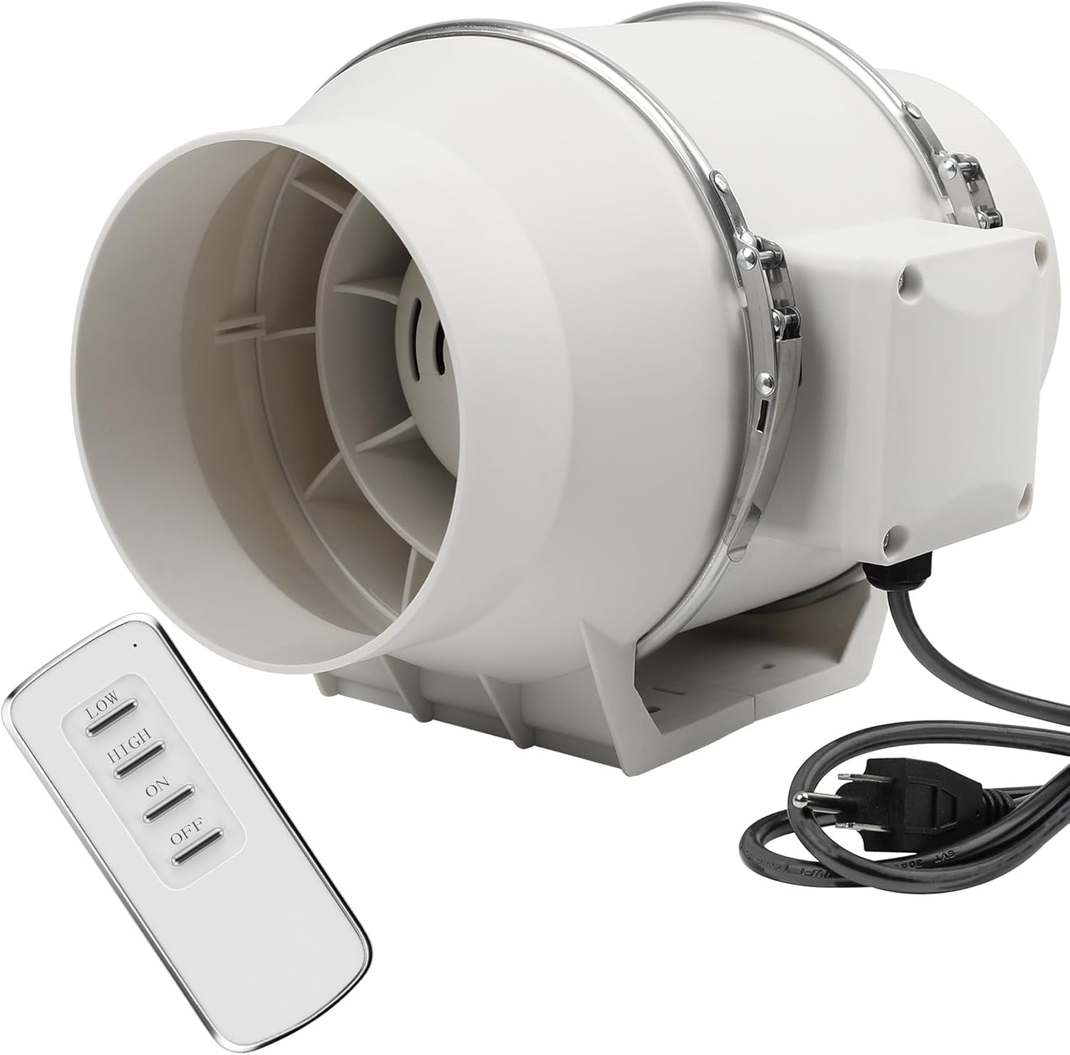 6 Inch Duct Fan, Inline Ventilation Exhaust Fan with Remote Control ...