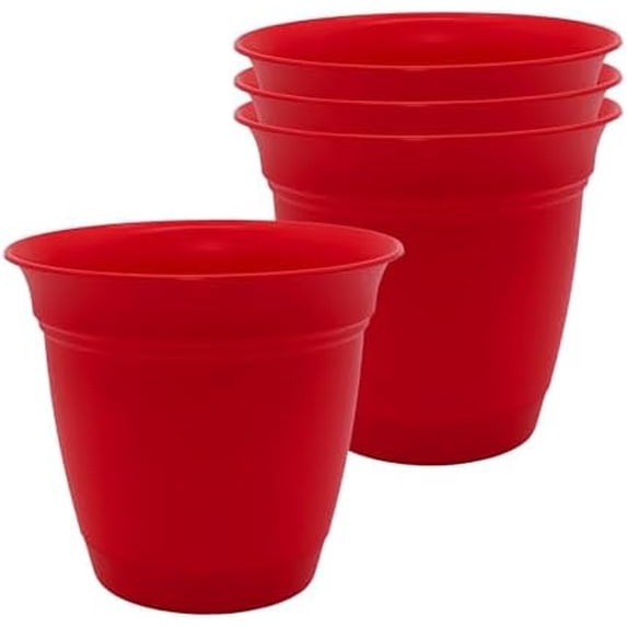 6 Inch Eclipse Round Planter Pots with Drainage Holes & Attached Saucer ...