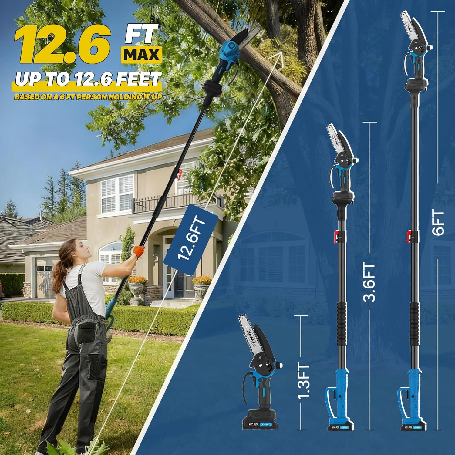 6 Inch Electric Pole Saws for Tree Trimming, 2-in-1 Cordless Mini ...