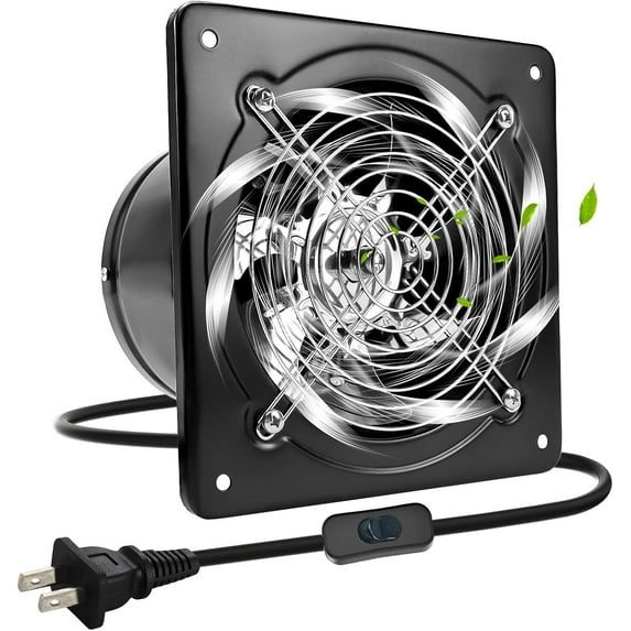 6 Inch Exhaust Fan, 341CFM Stainless Steel Bathroom Exhaust Fan, Wall ...