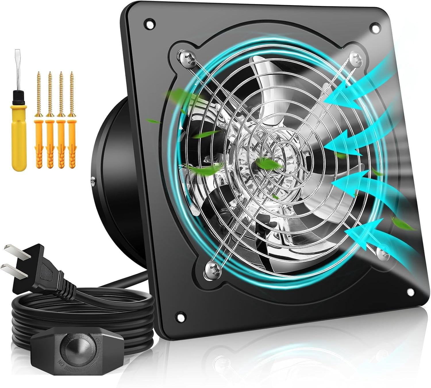 6 Inch Exhaust Fan with Speed Controller, 358CFM Wall Mount Exhaust Fan ...