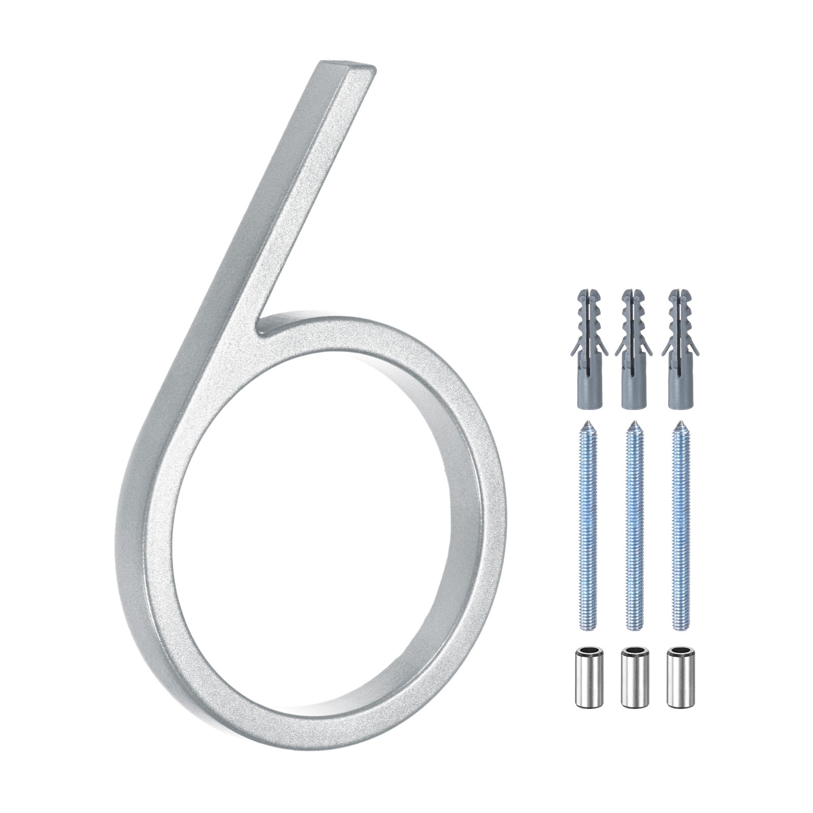 6 Inch Floating House Number, Metal Modern House Number 6 with Nail Kit ...