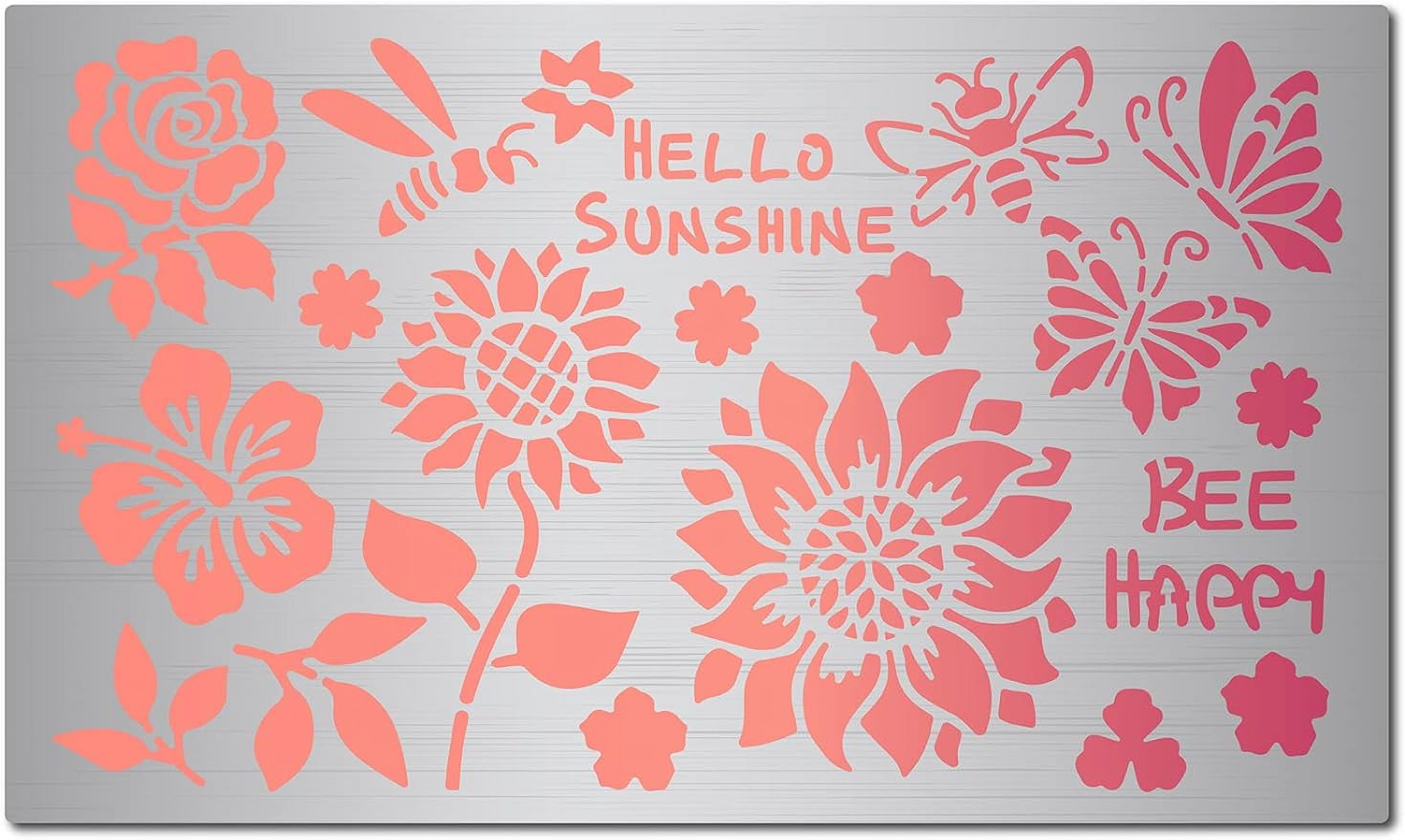 6 Inch Flower Pattern Metal Stencil Roses Wood Burning Stencil Reusable ...