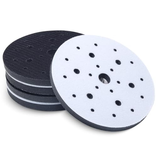 6 Inch Foam Sanding Pad(5 Pack),25 Holes Hook and Loop Soft Sponge ...