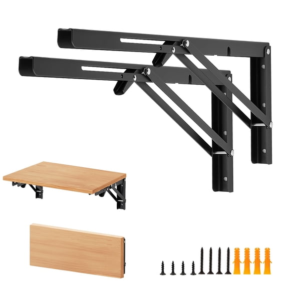 6 Inch Folding Shelf Brackets, 2 Pack (1 Pairs) Heavy Duty Metal ...