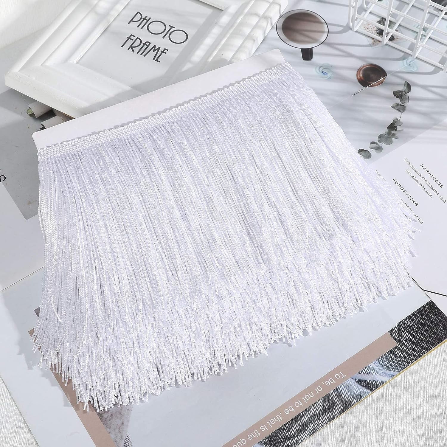 6 Inch Fringe Trim for Sewing, 10 Yards Polyester White Tassel Trim ...