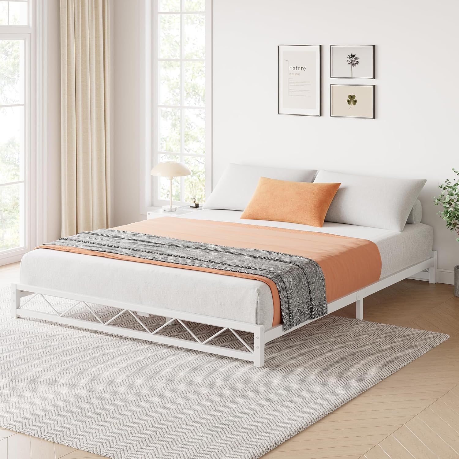 6 Inch Full Size Metal Platform Bed Frame with Wavy Pattern Full Bed ...